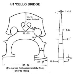 Cello Bridge (custom) – AZG Musical Inc.